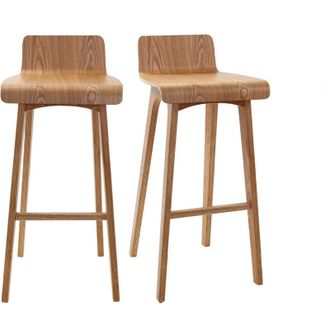 Miliboo Miliboo - Tabourets de bar scandinaves en bois clair H75 cm (lot de 2) baltik