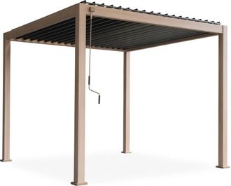 Sweeek Sweeek - Pergola bioclimatique aluminium coloris bois Triomphe 3x3 m lames orientables