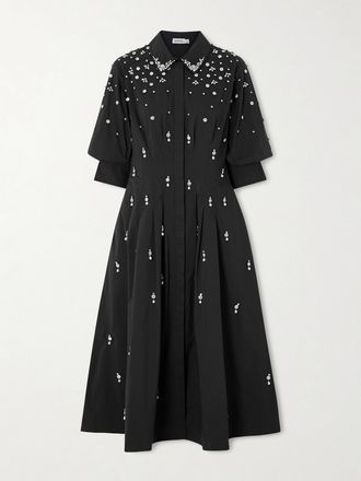 SIMKHAI Jazz Hemdblusenkleid Aus Popeline Aus Einer Baumwollmischung Mit Verzierungen - Schwarz