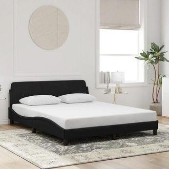 vidaXL Cadre de lit avec t&ecirc;te de lit Noir 160x200 cm Velours