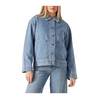 Object Rosie RE L/S Overshirt - - Jackets - Damen - Blau - XL