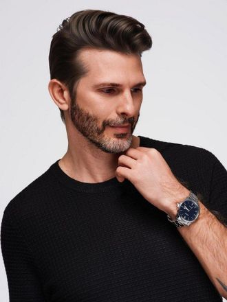 Ombre T-Shirt Strukturiertes Strick-T-Shirt f&uuml;r M&auml;nner