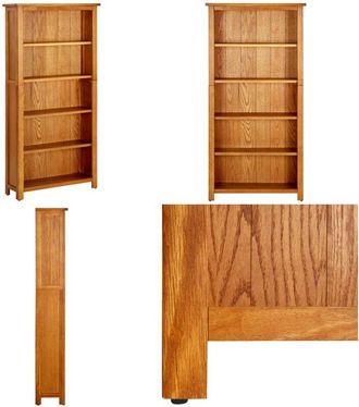 vidaXL Vidaxl - B&uuml;cherregal 5 F&auml;cher 70x22x140 cm Massivholz Eiche - Holzregal - Bucheichen - B&uuml;cherregal Massiv - Regal Wohnzimmer - B&uuml;cherregal Dekorativ
