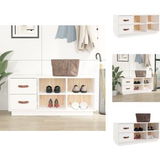 vidaXL Schuhbank Wei&szlig; 100x34x45 cm Massivholz Kiefer - Holz Schuhbank - Kiefernholzm&ouml;bel - Schuhschrank Wei&szlig; - Garderobe - Einbauschrank