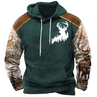 Generic Sweat à capuche aztèque pour homme - Style vintage cowboy - Style western - Motif ethnique - Manches longues - Avec poche, A01-Cerf bronze, 3XL