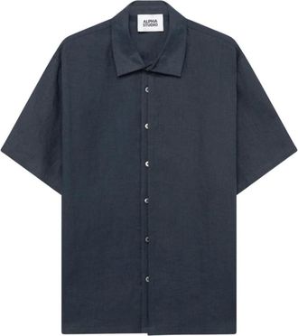 Alpha Studio Homme, Chemises, Bleu, Taille: 2XL Buttoned Short-Sleeve Shirt