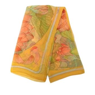 Herm&egrave;s Pre-owned Fl De Lotus Silk Scarf - Femme - Pre-owned - Jaune - Taille: ONE Size