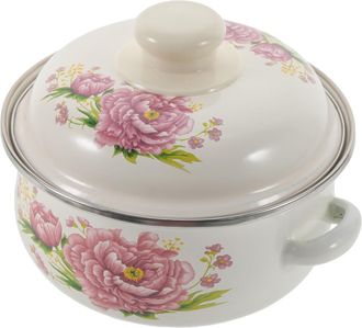 Garneck Verdickter Emaillierter Kochtopf mit Zwei Griffen Flacher Boden Multifunktionaler Haushalts Suppentopf f&uuml;r Gas und Induktionsherde Leicht zu Reinigen 