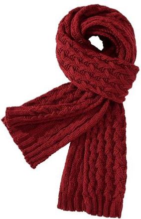 Heekpek Echarpe Femme Hiver Chaud &Eacute;charpes Longues Tricot&eacute;es &agrave; Torsades, 200cm x 30cm, Vin Rouge