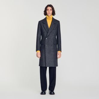 Sandro Manteau crois&eacute; en laine vierge