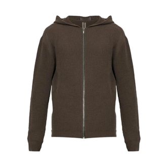 Rick Owens Rippstrick-Rei&szlig;verschluss-Hoodie - - Sweatshirts & Hoodies - Herren - Braun - M