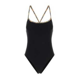 Burberry Check Trim Badeanzug - - Swimwear - Damen - Schwarzk - XS