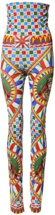 Dolce & Gabbana Femme, Pantalons, Multicolore, Taille: 38 FR Carretto Leggings