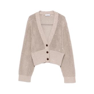 Brunello Cucinelli Femme, Pulls, Beige, Taille: 40 FR Knit Cardigan