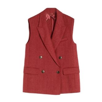 Max Mara Femme, Vestes, Rouge, Taille: 38 FR giacche e blazer Lino