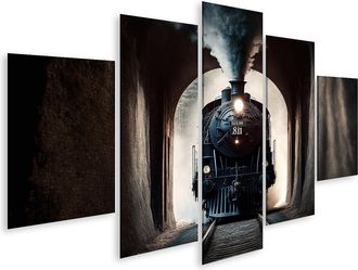 Islandburner Bild auf Leinwand Alte Dampf Lok im Tunnel Eisenbahn Bilder Wandbilder Poster JCDJ-MFP