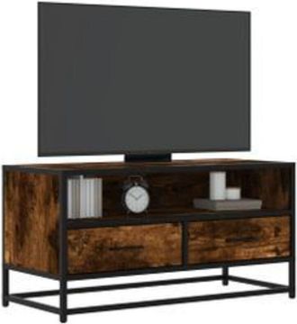 Les Tendances Meuble TV chêne fumé 80x34,5x40 bois dingénierie et métal