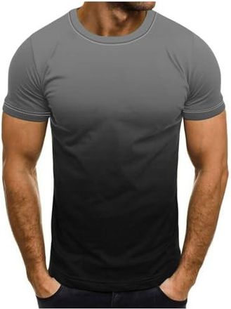 Generic T-shirt &agrave; col rond pour homme, l&eacute;ger, d&eacute;contract&eacute;, &eacute;l&eacute;gant, extensible, confortable, respirant, basique &agrave; manches courtes, chemise de course &agrave; pied et