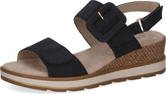 Caprice Damen Sandalen mit Absatz aus Leder mit Fußbett, Blau (Ocean Nubuc), 37 EU