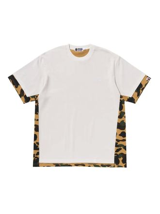 A Bathing Ape t-shirt à empiècements camouflages - Blanc