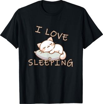 Daniel Roth Mein Offizielles Schlafshirt I LOVE SLEEPING Katzenliebe T-Shirt