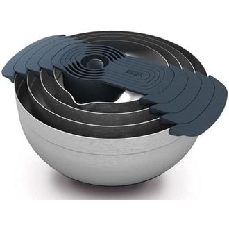 Joseph Joseph Nest 9, Joseph Joseph, Set de Lebensmittelzubereitung de, 9-teilig, enth&auml;lt Sch&uuml;sseln, Sieb, Sieb und Messl&ouml;ffel, kompaktes Design, Edelstahl, Farbe
