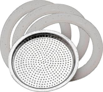 Pedrini 3 Silicone Seals + 1 Aluminium Filter EN 601, Replacement Parts Compatible with Coffee Machines