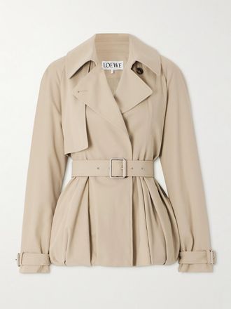 Loewe Doppelreihige Jacke Aus Baumwoll-twill Mit Falten - Neutral