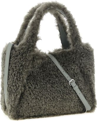 Stella McCartney Shearling Logo Embroidery Tote Bag - Gray