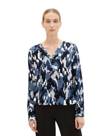 Tom Tailor Damen Bluse mit Muster, black big texture design, 34