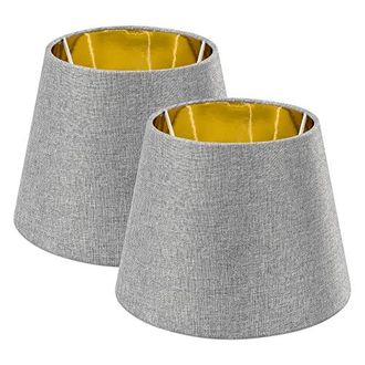 Navaris 2x Abat-jour - Set 2 abat-jour gris intérieur doré pour ampoule E27- Diamètre intérieur 41mm compatible avec ampoules correspondantes