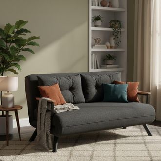 Dmora Schlafsofa 2-Sitzer Merak 133x78 cm Grau, Stauraum