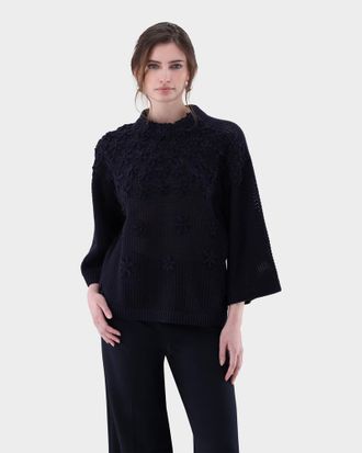 van Laack Pullover mit 3D-Muster und Stehkragen