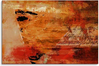 Paul Sinus Art 120x80cm Leinwandbild Leinwanddruck Kunstdruck Wandbild rot orange beige gemalt Grunge