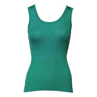 Dolce & Gabbana Femme, Tops, Vert, Taille: 36 FR D&eacute;bardeur en Soie Vert Sans Manches
