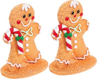 Garneck 2 STK. Teiliges Miniatur-Lebkuchenmann Langlebigem Resin Detailreiche Weihnachtsfiguren für Festliche Tischdekoration und Fensterdeko Kleine Weihnacht