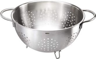 GEFU Seiher Colino, Ø 24 cm, Nudelsieb mit Füßen, Küchensieb aus Edelstahl, spülmaschinengeeignetes Abgießsieb, Abtropfsieb