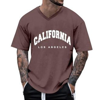 Generic T-shirt surdimensionn&eacute; pour homme - T-shirt d&eacute;t&eacute; &agrave; col rond &agrave; manches courtes - Avec imprim&eacute; urbains - Chemises basiques pour homme - Chemises d&eacute;contr