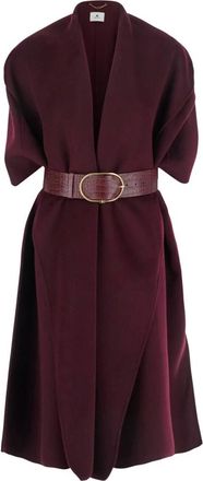 Elisabetta Franchi Femme, Manteaux, Rouge, Taille: 40 FR Manteau Bordeaux avec Ceinture