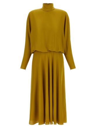 Valentino Garavani Feather-Trimmed Georgette Dress - Gold