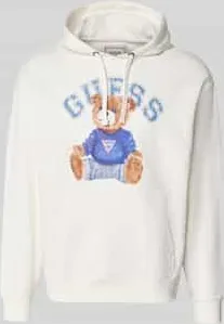 Guess Hoodie mit Label-Print und K&auml;nguru-Tasche