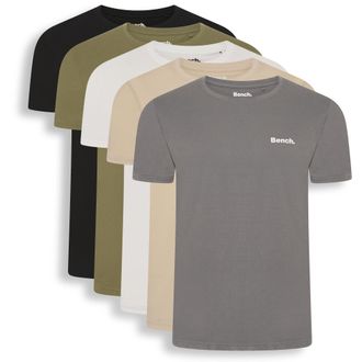 Bench Envoy Everyday Multipack Herren T-Shirt Verschiedene Farben Unifarben 100% Baumwolle 5er Pack Rundhals Kurzarm T-Shirt Herren Alltagskleidung S Envoy,