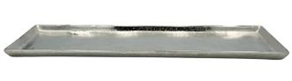 Meinposten Tablett Deko Metall 44x13 cm Silber Kerzentablett Dekotablett Dekoschale rechteckig