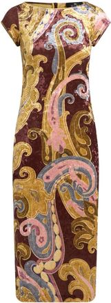 Etro Kleid aus Chenille mit Paisley-Print - Rot