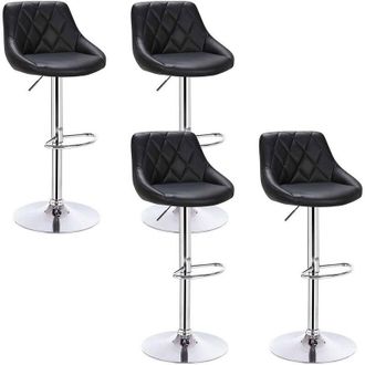 Woltu 4er Set Barhocker Bistrohocker Tresenhocker Barstuhl aus Kunstleder H&ouml;henverstellbar schwarz - Woltu
