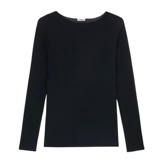 Oltre Femme, Tops, Noir, Taille: 44 FR T-shirt en m&eacute;lange cachemire