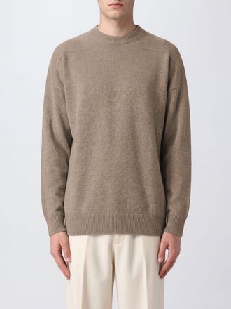 Jil Sander Pull &agrave; col rond en m&eacute;lange de laine beige &agrave; manches longues et bords c&ocirc;tel&eacute;s