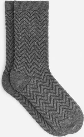 Arket Baumwollsocken Mit Chevron-Motiv -Grau