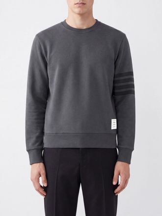Thom Browne Rundhals-Sweatshirt aus Baumwolle mit kontrastierendem 4-Bar-Detail
