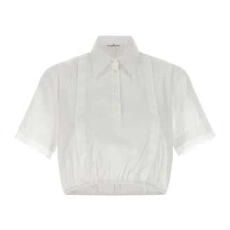 Ermanno Scervino Cropped Baumwoll-Popeline-Hemd - - Blouses & Shirts - Damen - Wei&szlig; - XS